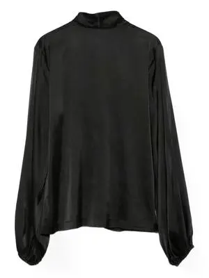 D.exterior Twisted Buttoned Blouse - Black