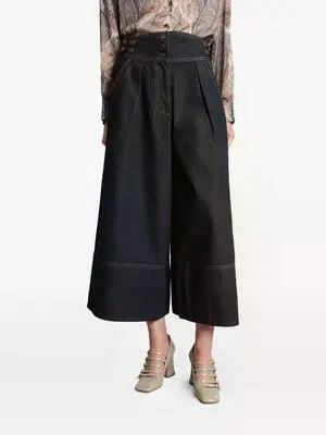 Zimmermann Buckle-detail Pleated Denim Culottes