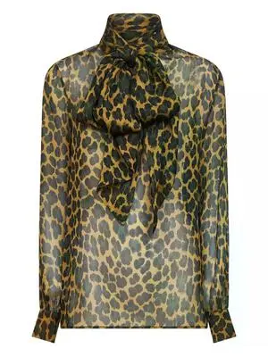 Saint Laurent Animal Print Blouses