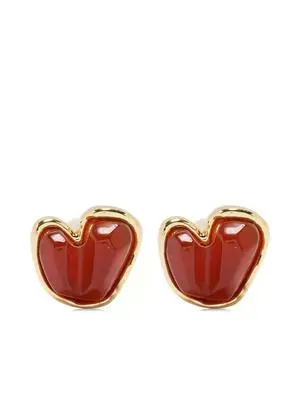 RYENN'S EYES Carnelian Heart Stud Earrings - Gold