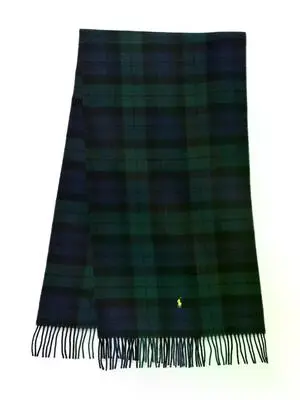 Ralph Lauren Check Fringed Scarf - Blue