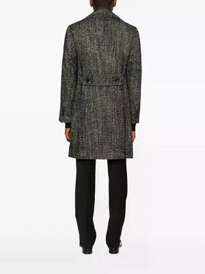 Tagliatore Herringbone Overcoat - Black