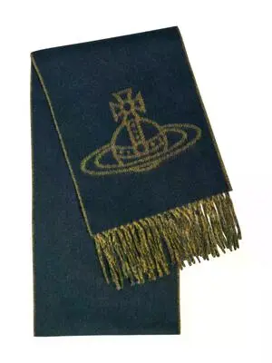 VIVIENNE WESTWOOD Logo Fringed Scarf - Blue