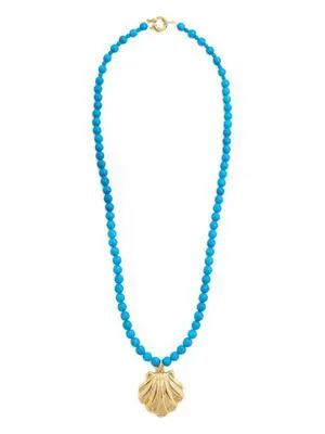 Timeless Pearly Shell Pendant Beaded Necklace - Gold