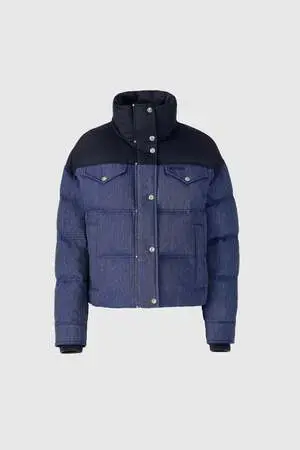 Mackage Quilted Denim Down Jacket - Medium Denim