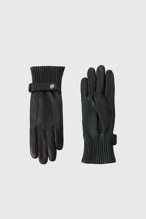 Mackage Leather Gloves With Touchscreen Compatibility - Black