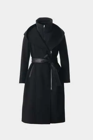 Mackage Double-face Wool Coat With Removable Bib - Black