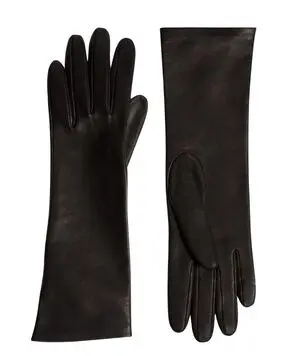 Khaite Remo Mid-length Leather Gloves - Black