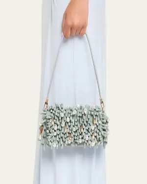 Cult Gaia Perla Beaded Leather Clutch Bag