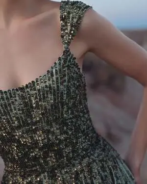 Mac Duggal Sleeveless Sequined Ombre A-line Gown - Green