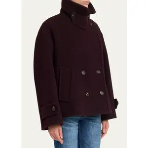 Chloé Wool Double-breasted Pea Coat - Cedar Pink