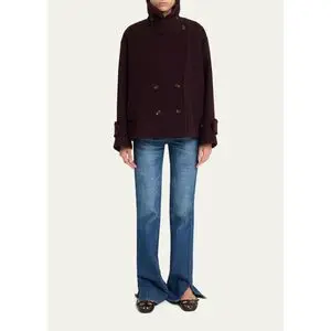 Chloé Wool Double-breasted Pea Coat - Cedar Pink