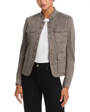 Rag & Bone Mercer Ponte Blazer With Stand Collar - Brown Multi