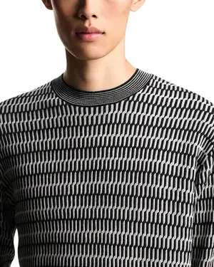 Emporio Armani Jacquard Virgin Wool Sweater - Solid Medium