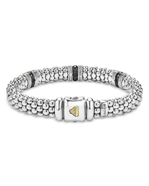 Lagos Two-tone Black Ceramic Station Bracelet