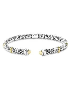 Lagos 18k Yellow Gold And Sterling Signature Caviar Versa Cuff Bracelet - Silver