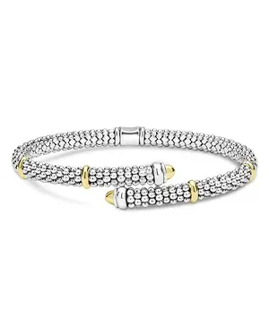 Lagos 18k Yellow Gold & Sterling Caviar Versa Bypass Bracelet - Silver