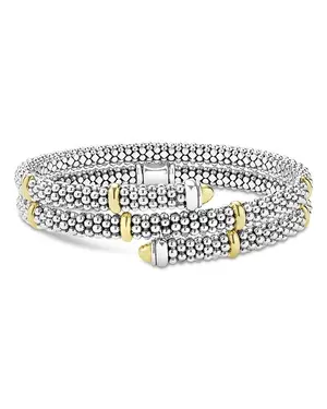 Lagos 18k Yellow Gold And Sterling Signature Caviar Versa Wrap Bracelet - Silver