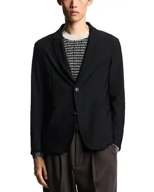 Emporio Armani Regular Fit Technical Jersey Blazer - Solid Black