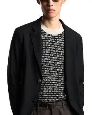 Emporio Armani Regular Fit Technical Jersey Blazer - Solid Black