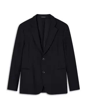 Emporio Armani Regular Fit Technical Jersey Blazer - Solid Black