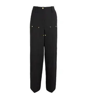 Sandro Wool Blend Pinstriped Straight Leg Trousers
