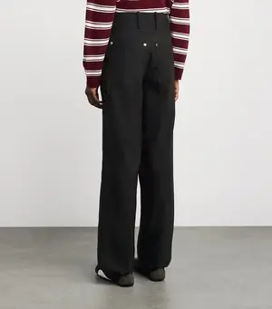 Sandro Wool Blend Pinstriped Straight Leg Trousers