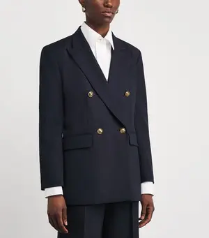 Sandro Wool-blend Pinstripe Double-breasted Blazer - Blue