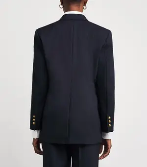 Sandro Wool-blend Pinstripe Double-breasted Blazer - Blue