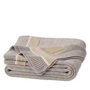 BOLL & BRANCH Court Knit Throw Blanket - Heathered Pewter