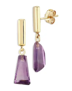 Bloomingdale'S 14k Yellow Gold Trapezoid Drop Earrings - Amethyst