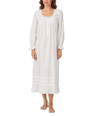 Eileen West Long Sleeve Cotton Lawn Ballet Nightgown - White
