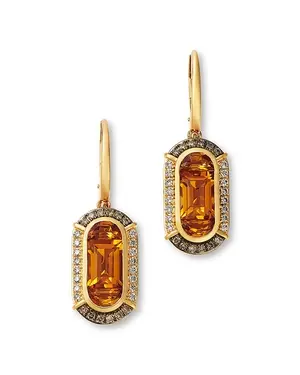 Bloomingdale'S Citrine, Champagne And Brown Diamond Drop Earrings - Gold