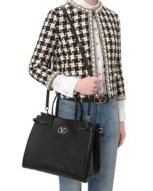 Valentino Garavani Vlogo Convertible Shopping Tote Bag - Black