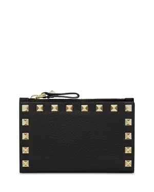 Valentino Garavani Rockstud Zip Card Case - Black