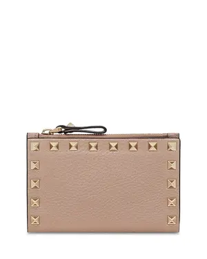 Valentino Garavani Rockstud Zip Card Case - Poudre