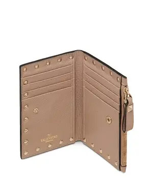 Valentino Garavani Rockstud Zip Card Case - Poudre