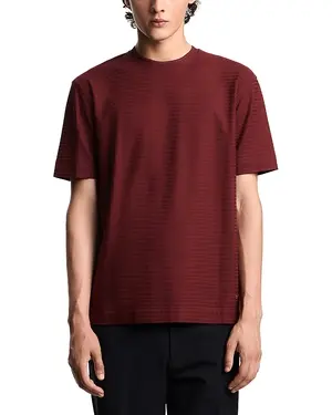 Emporio Armani Textured Cotton Jacquard Tee - Fancy Red