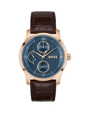 Hugo Boss Principle Master Watch, 41mm - Blue/brown