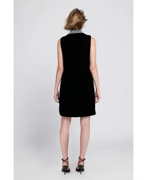 ELLE COLLECTION Beaded Collar Velvet Dress