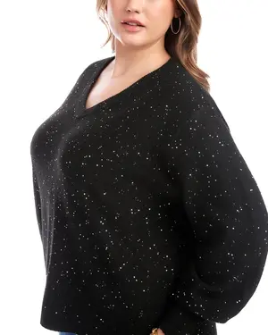 Karen Kane Sequin V-neck Sweater - Black
