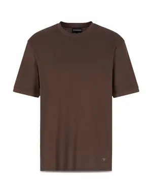 Emporio Armani Jacquard Cotton Jersey Tee - Solid Dark