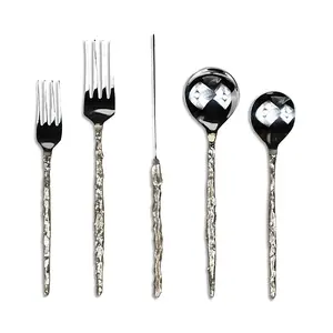 SHELTON METAL Sand Drip Five Piece Flatware Set - Silver Gold
