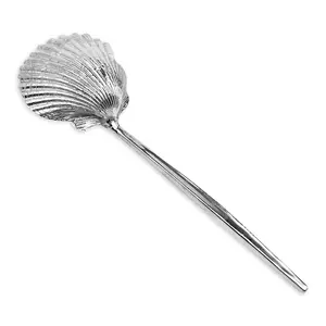 SHELTON METAL Hand-carved Shell Serving Spoon - Silver