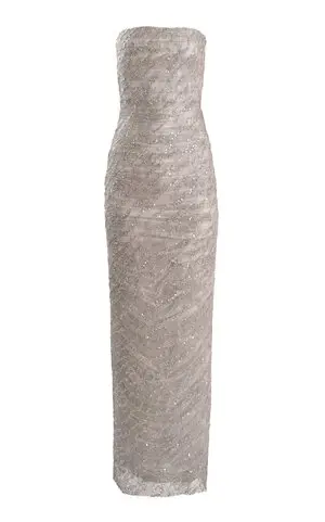YASSMIN SALEH Sequin-embellished Tulle-blend Gown - Silver