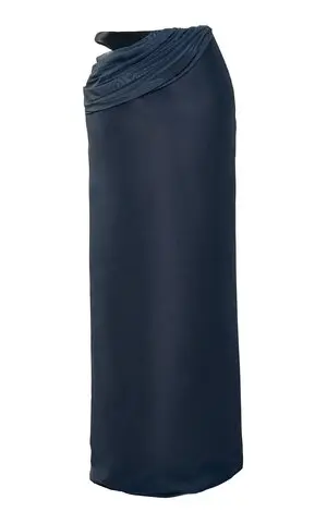 YASSMIN SALEH Draped Maxi Skirt - Blue