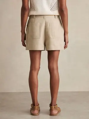 REISS Ashby Linen Wide-leg Shorts