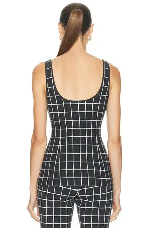 HIGH SPORT Two Tone Windowpane Inna Top - Charcoal Combo