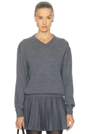Balenciaga V-neck Sweater - Heather Grey