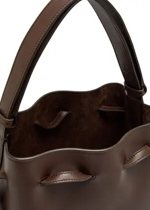Valentino Garavani Drawstring Tassel-embellished Leather Shoulder Bag - Dark Brown